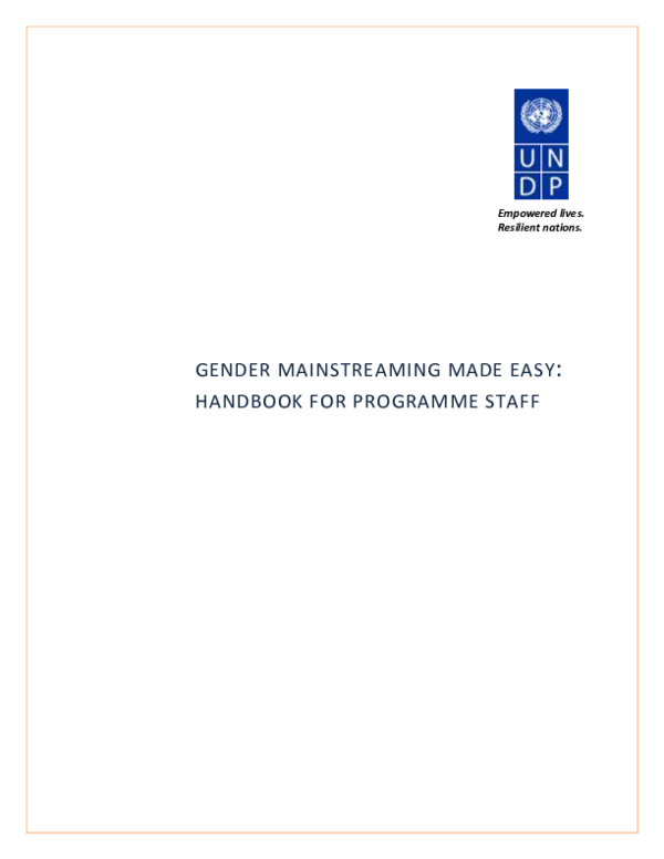 (PDF) Gender Mainstreaming Made Easy -Handbook for Programme Staff