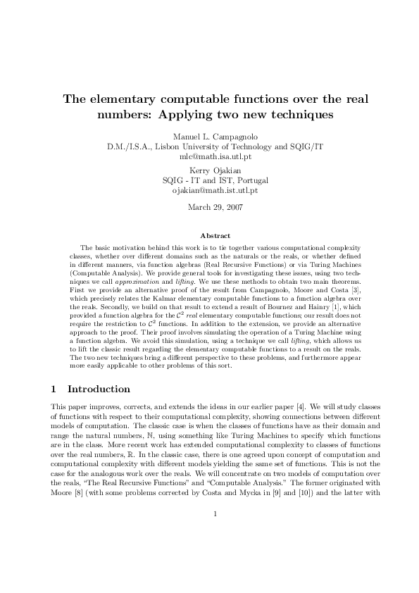 (PDF) The elementary computable functions over the real numbers ...