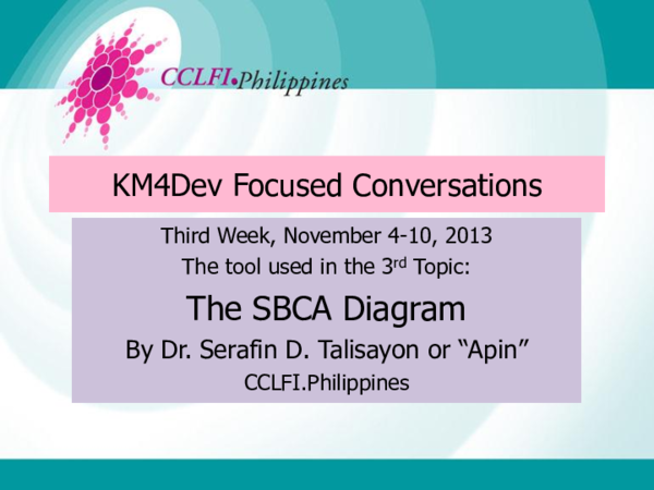 (PDF) KM4Dev Focused Conversation - 3 - More on SBCA Diagram