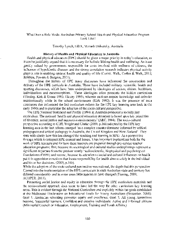 (PDF) What does an Australian primary school model Health and Physical ...