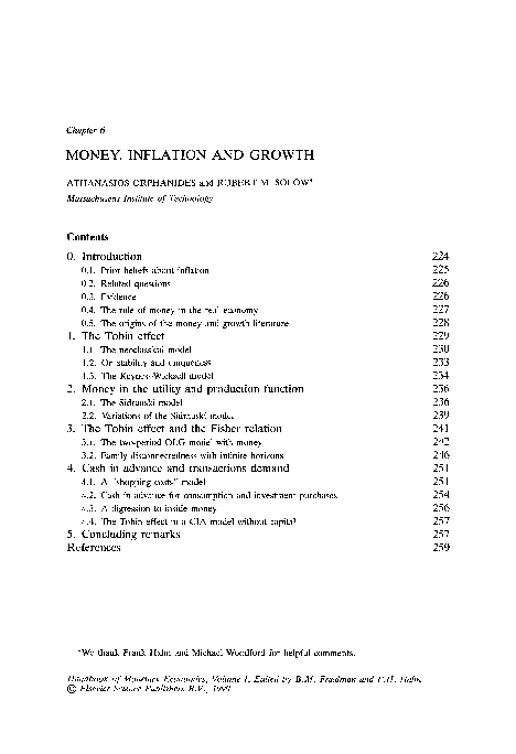 (PDF) MONEY, INFLATION AND GROWTH