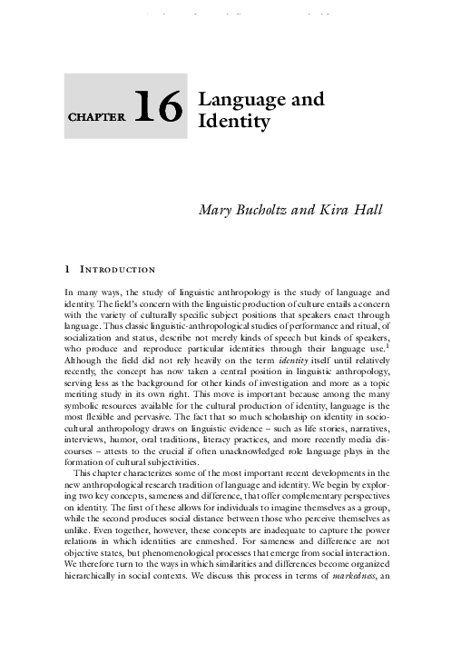 (PDF) Language and Identity (coauthored with Mary Bucholtz)