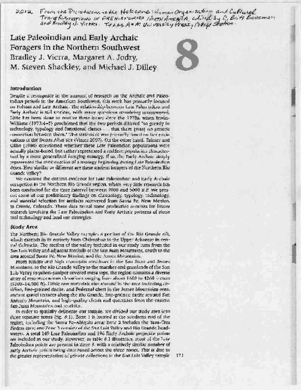 (PDF) Late Paleoindian and Early Archaic Foragers in the Northern ...