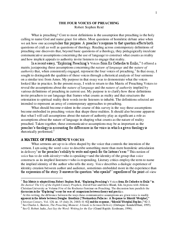 (PDF) Original "The Four Voices of Preaching" Essay