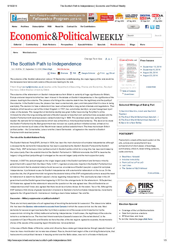 (PDF) The Scottish Path to Independence