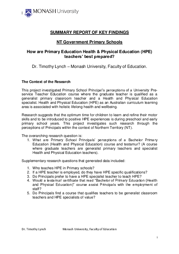 (PDF) Summary report of key findings for Northern Territory (NT ...