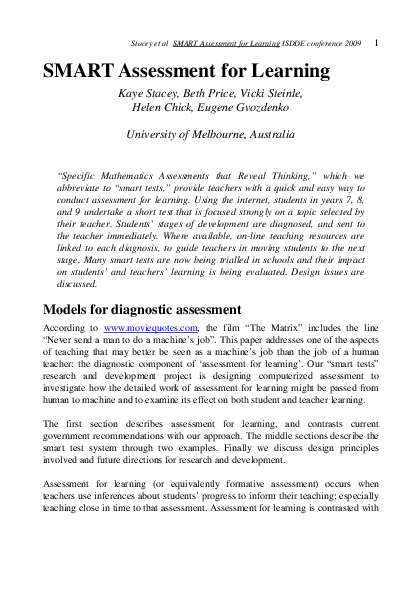 (PDF) SMART Assessment for Learning