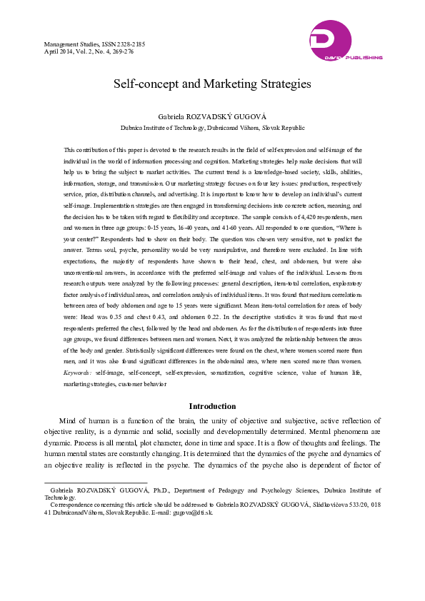 (PDF) Self-concept and Marketing Strategies