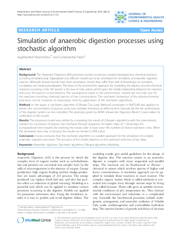 (PDF) Simulation of anaerobic digestion processes using stochastic algorithm