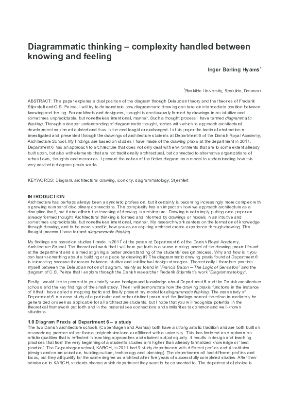 (PDF) Diagrammatic thinking – complexity handled between knowing and ...