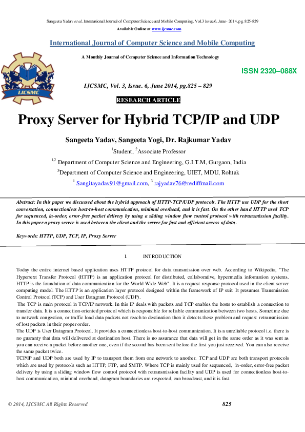(PDF) Proxy Server for Hybrid TCP/IP and UDP﻿