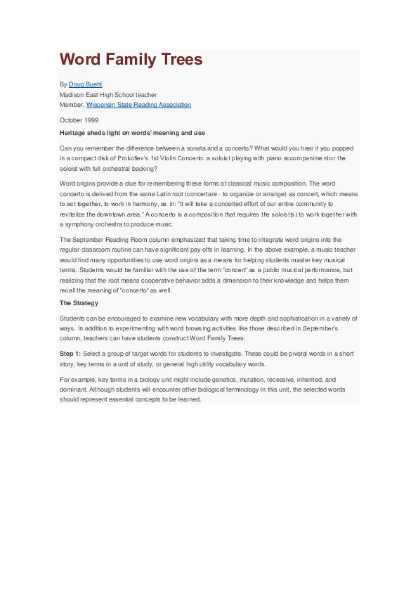 (DOC) Word Family Trees