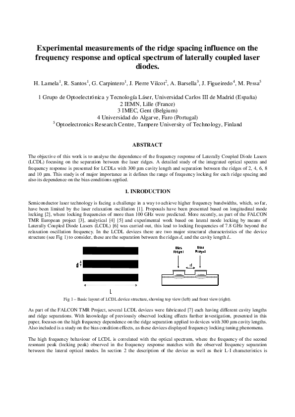 (PDF) Experimental measurements of the ridge spacing influence on the ...