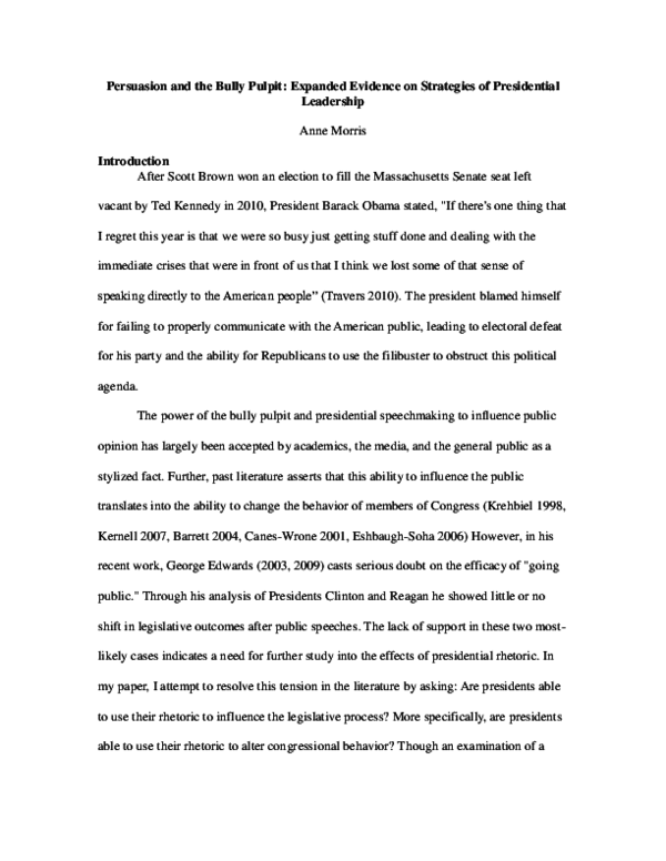 (PDF) Presidential Power and the Bully Pulpit - Student Version