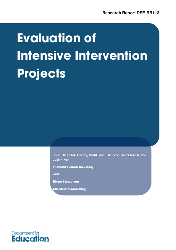 (PDF) Evaluation of Intensive Intervention Projects