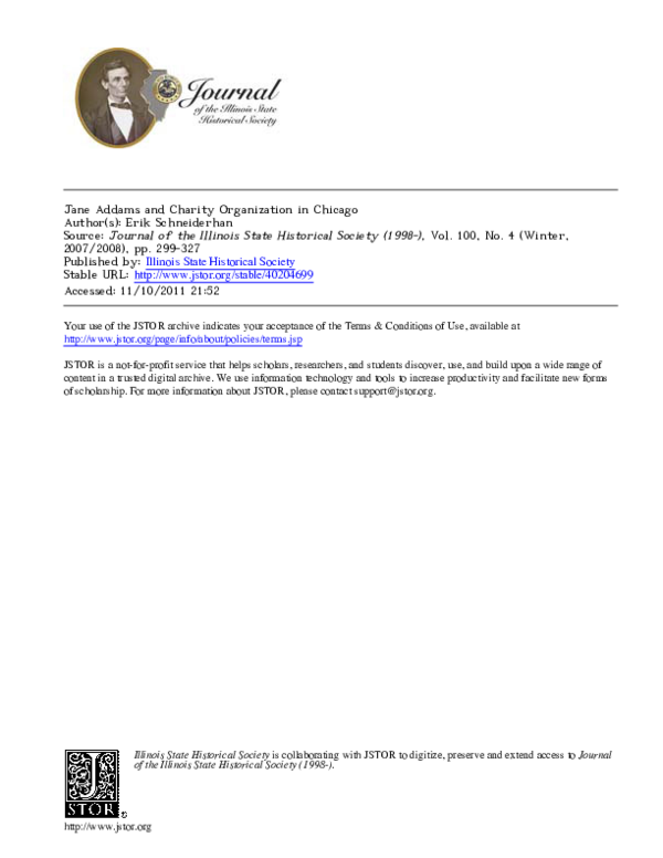 (PDF) Jane Addams and Charity Organization in Chicago