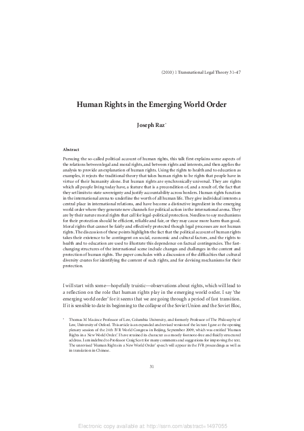 (PDF) Human Rights in the Emerging World Order