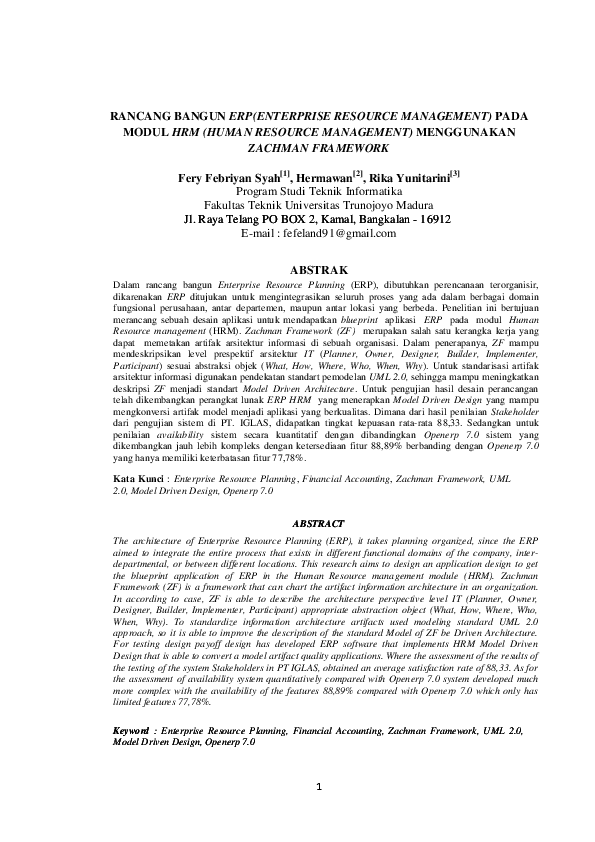 (PDF) RANCANG BANGUN ERP(ENTERPRISE RESOURCE MANAGEMENT) PADA MODUL HRM (HUMAN RESOURCE ...