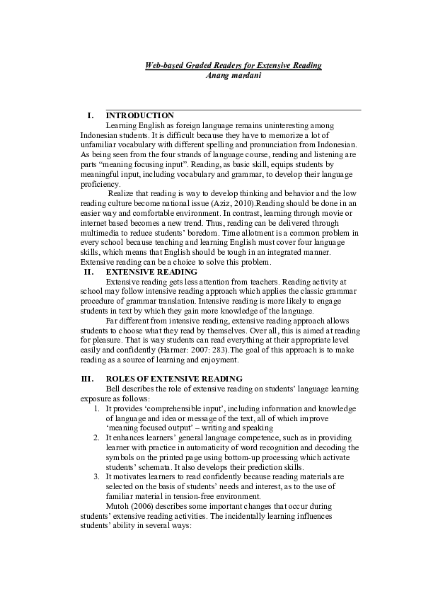 (PDF) Web-based Graded Readers for Extensive Reading