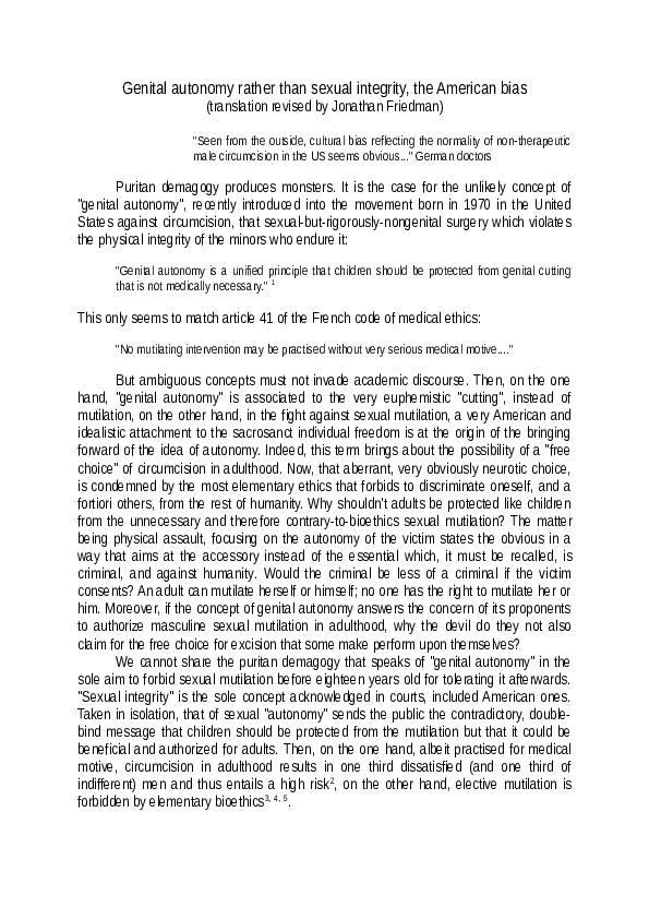 (DOC) Genital autonomy versus sexual integrity, the American bias in ...