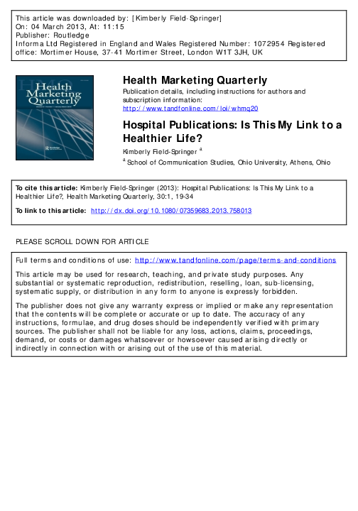(PDF) Health Marketing Quarterly Hospital Publications: Is This My Link ...