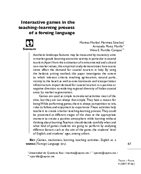 (PDF) Interactive games in the teaching-learning process of a foreing ...