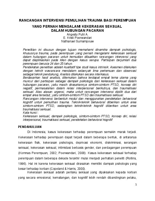 (DOC) RANCANGAN INTERVENSI PEMULIHAN TRAUMA BAGI PEREMPUAN YANG PERNAH ...