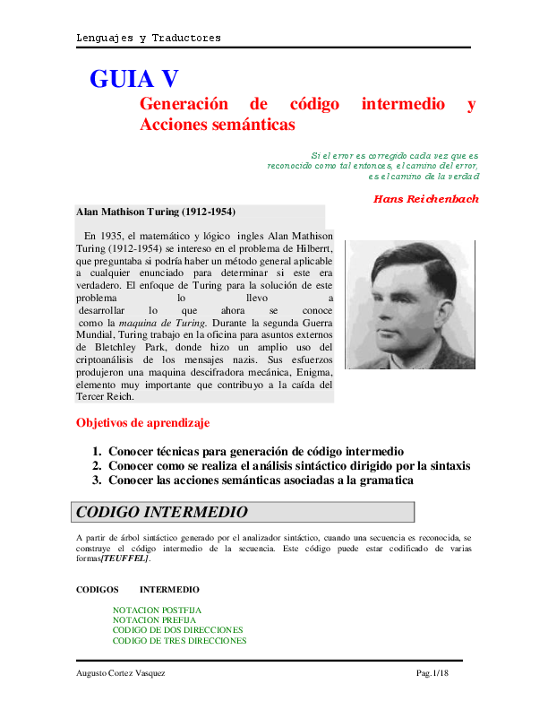 (PDF) Lenguajes 2014-I Guia 5 (Generacion de codigo intermedio)
