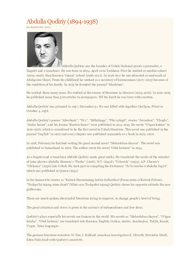 (DOC) Abdulla Qodiriy