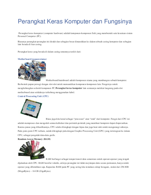 (PDF) Perangkat Keras Komputer dan Fungsinya