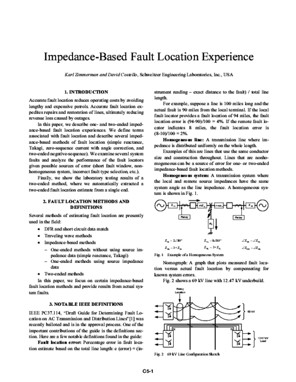 (PDF) Impedance-Based Fault Location Experience