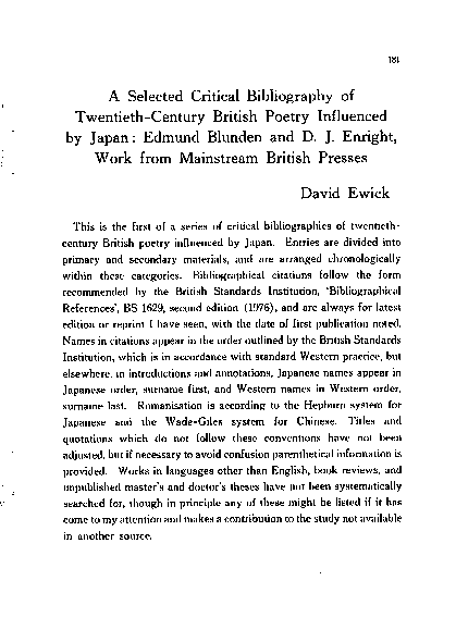 (PDF) A Selected Critical Bibliography of Twentieth-Century British ...