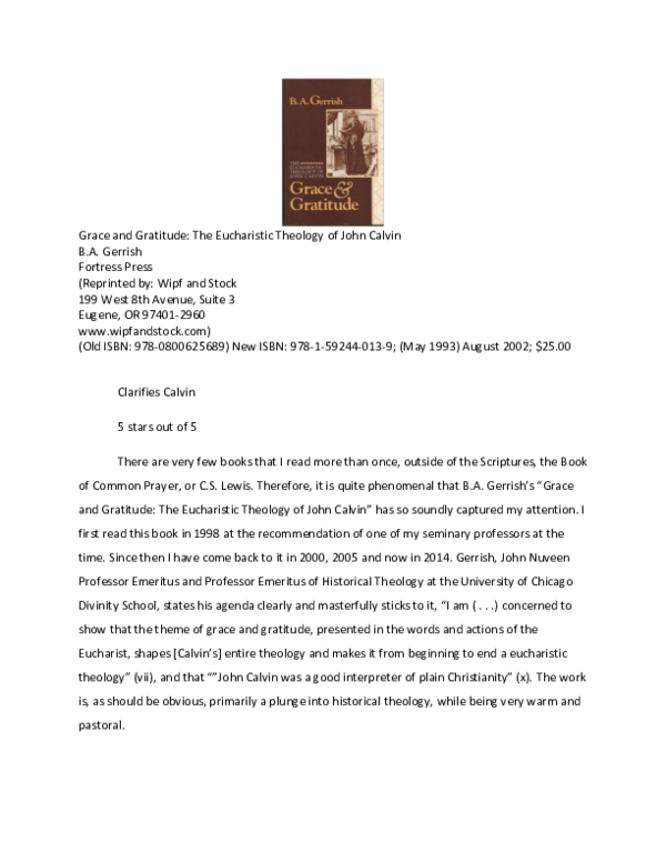 (DOC) "Grace and Gratitude" by B.A. Gerrish - a Review