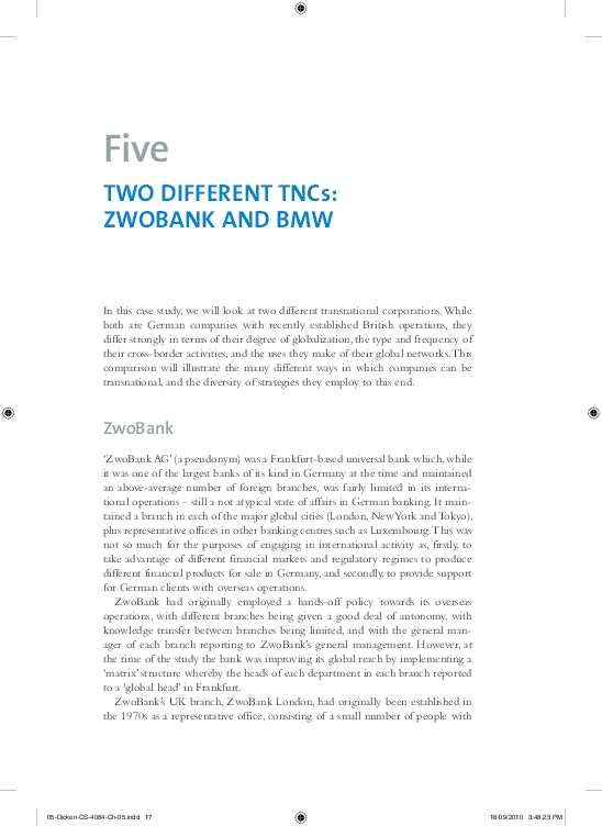 (PDF) Five Two DifferenT TnCs: ZwoBank anD BMw