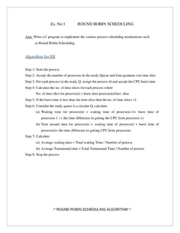 (DOC) Scheduling Algoritham