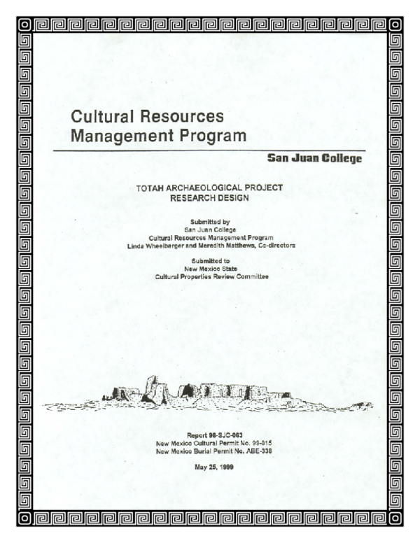 (PDF) TOTAH ARCHAEOLOGICAL PROJECT RESEARCH DESIGN