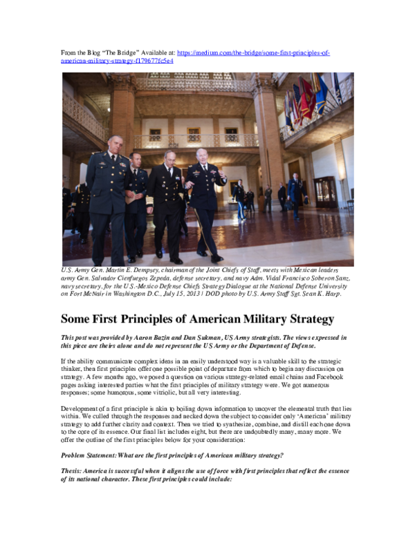 (PDF) Some First Principles of American Military Strategy