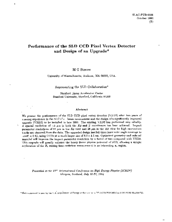 (PDF) Performance of the SLD CCD pixel vertex detector and design of an ...