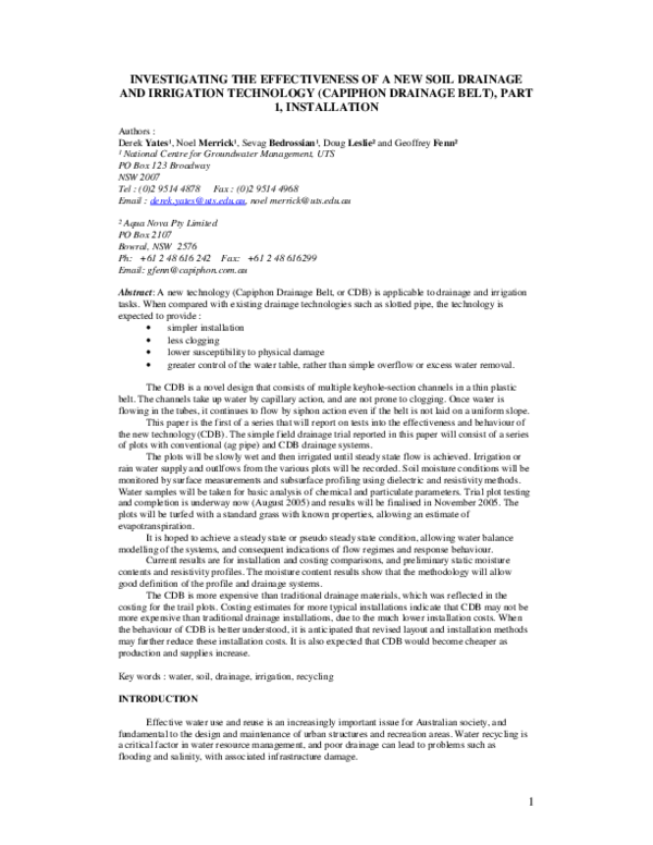 (PDF) Investigating the Effectiveness of a New Soil Drainage and ... (PDF) Investigating the Effectiveness of a New Soil Drainage and ...