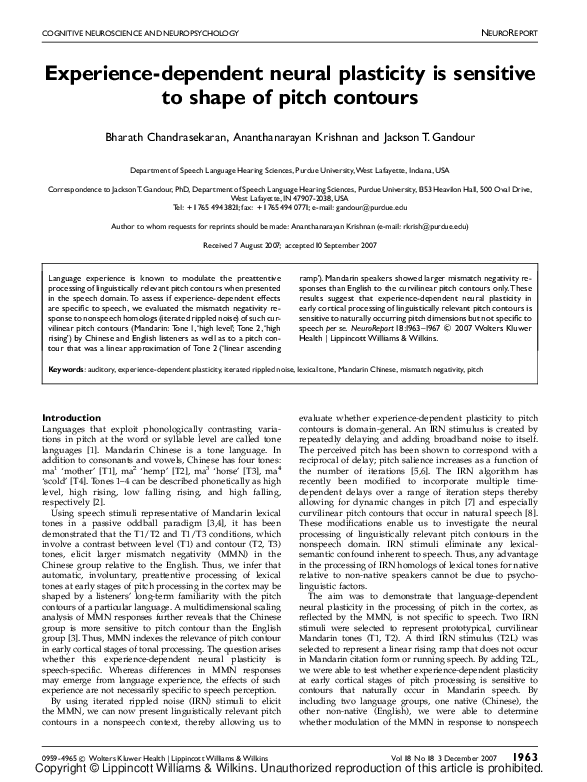 (PDF) Experience-dependent neural plasticity is sensitive to shape of ...