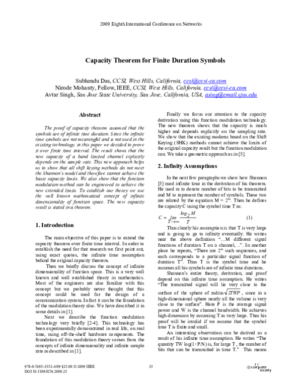 (PDF) Capacity Theorem for Finite Duration Symbols