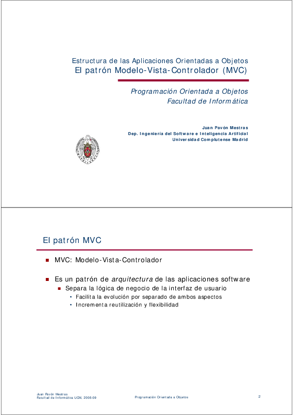 (PDF) Estructura de las Aplicaciones Orientadas a Objetos El patrón Modelo-Vista-Controlador ...