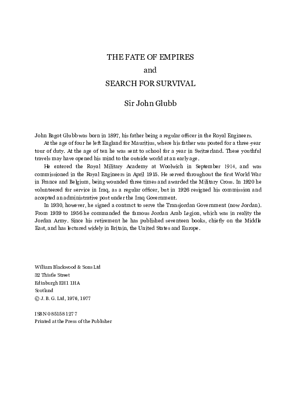 (PDF) THE FATE OF EMPIRES and SEARCH FOR SURVIVAL