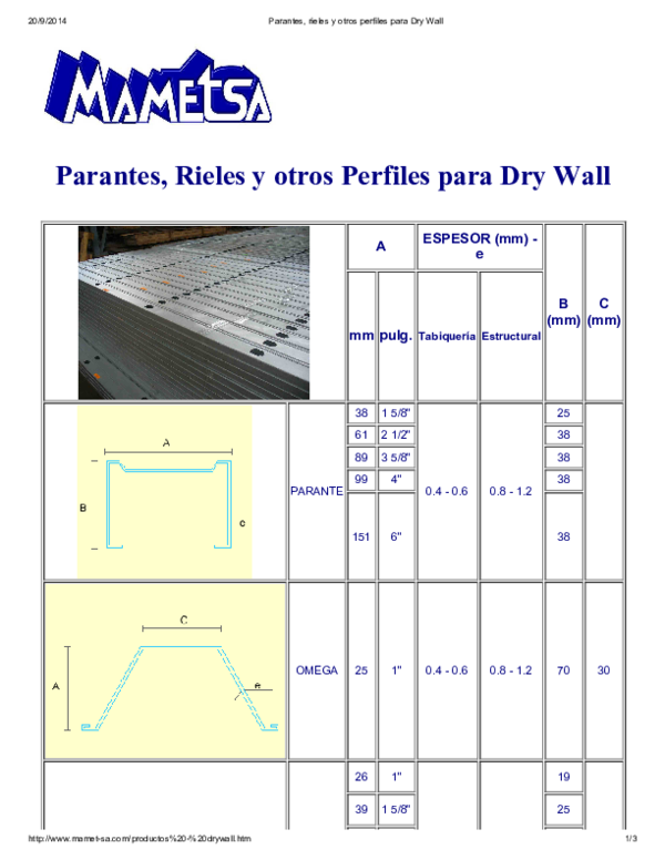 (PDF) Parantes rieles y otros perfiles para Dry Wall