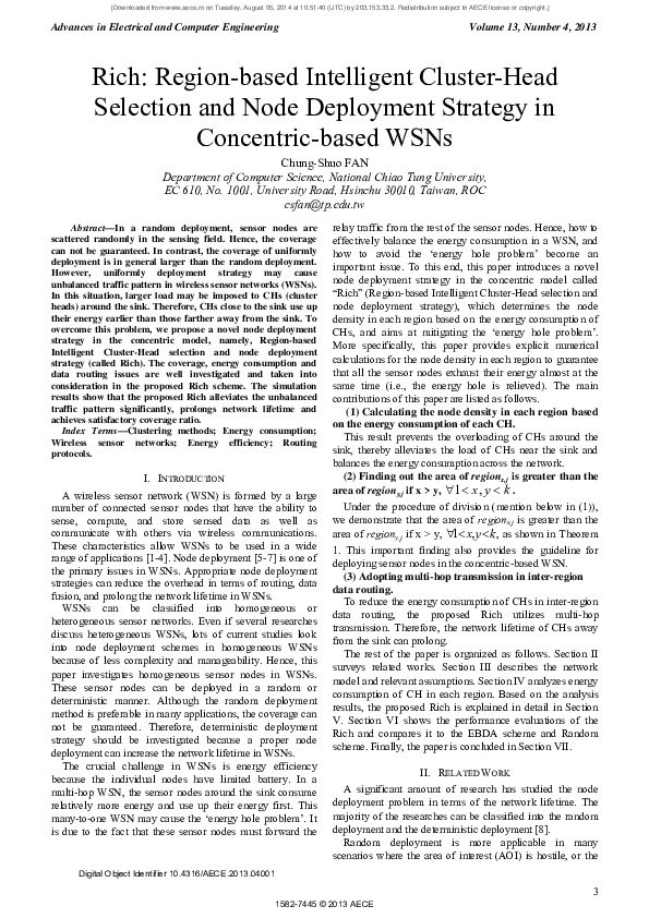 Pdf Rich Region Based Intelligent Cluster Head Selection And Node Deployment Strategy In