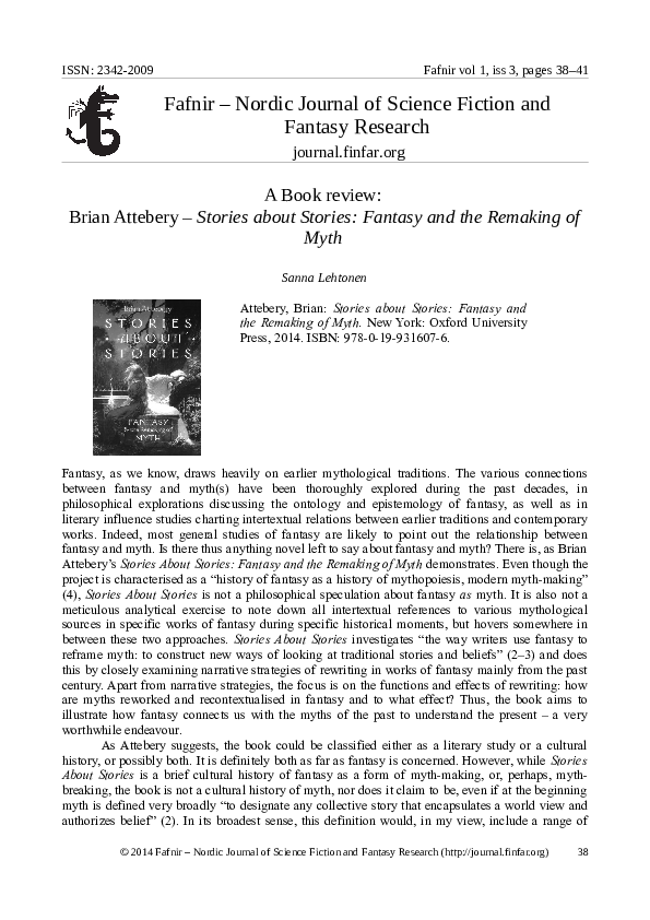 (PDF) Brian Attebery: Stories About Stories: Fantasy and the Remaking ...