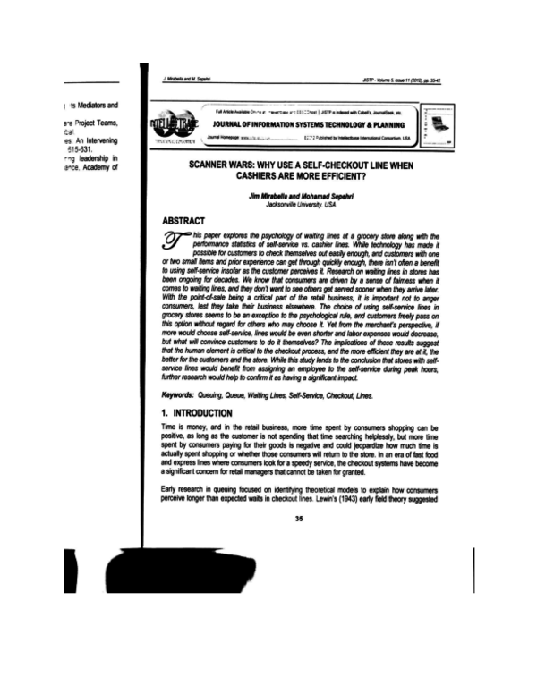(PDF) Scanner Wars -- Why Use a Self-Checkout Line When Cashiers Are ...