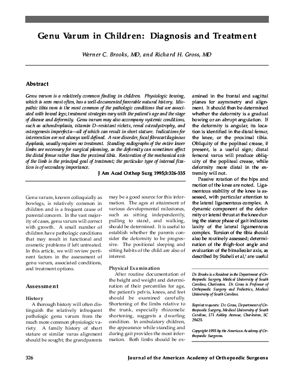 (PDF) Genu Varum in Children: Diagnosis and Treatment