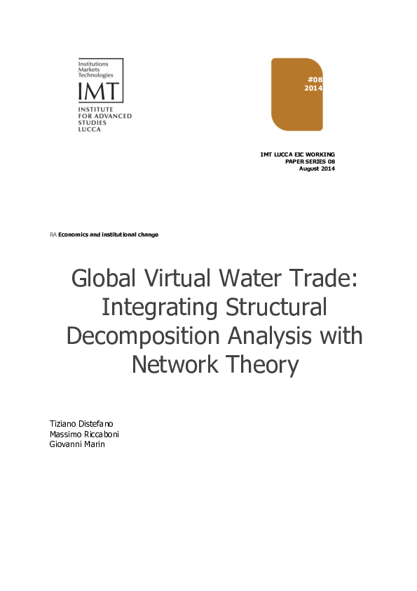 (PDF) Global Virtual Water Trade: Integrating Structural Decomposition ...