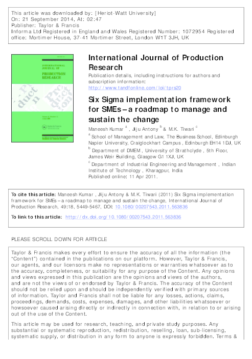 six sigma framework pdf